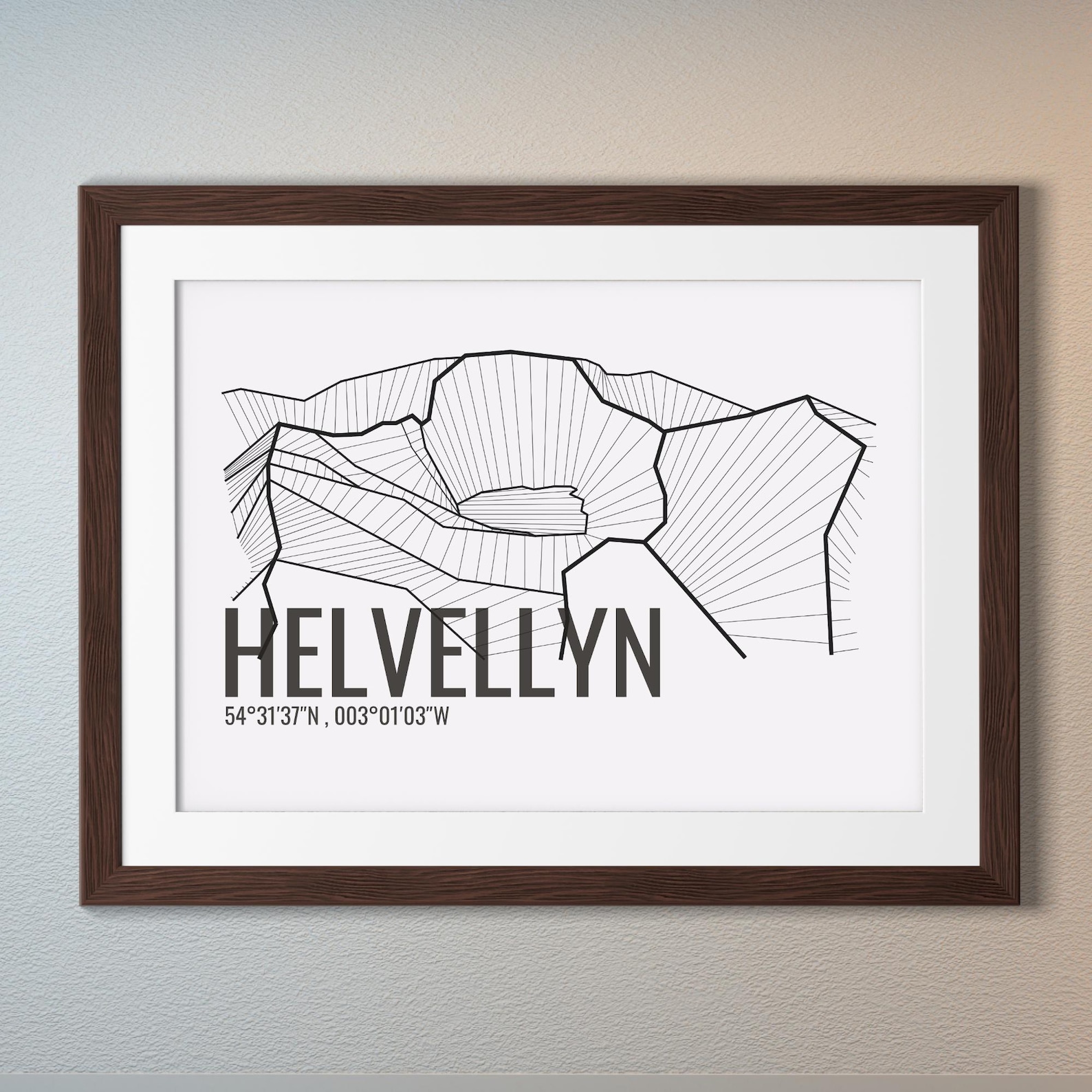 Helvellyn & Striding Edge, Fell Top Artwork. Line-drawing of This ...