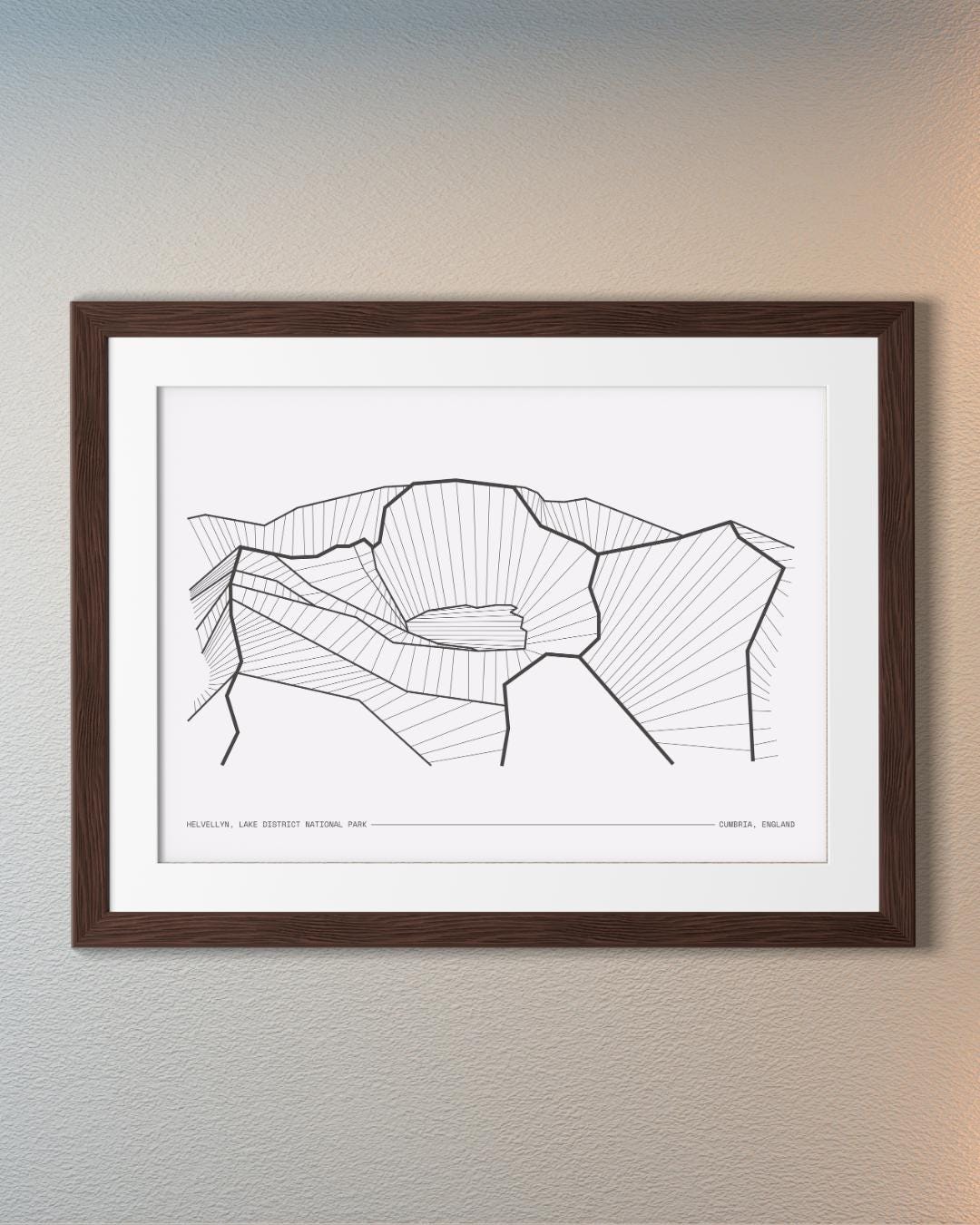Helvellyn & Striding Edge, Fell Top Artwork. Line-drawing of This ...