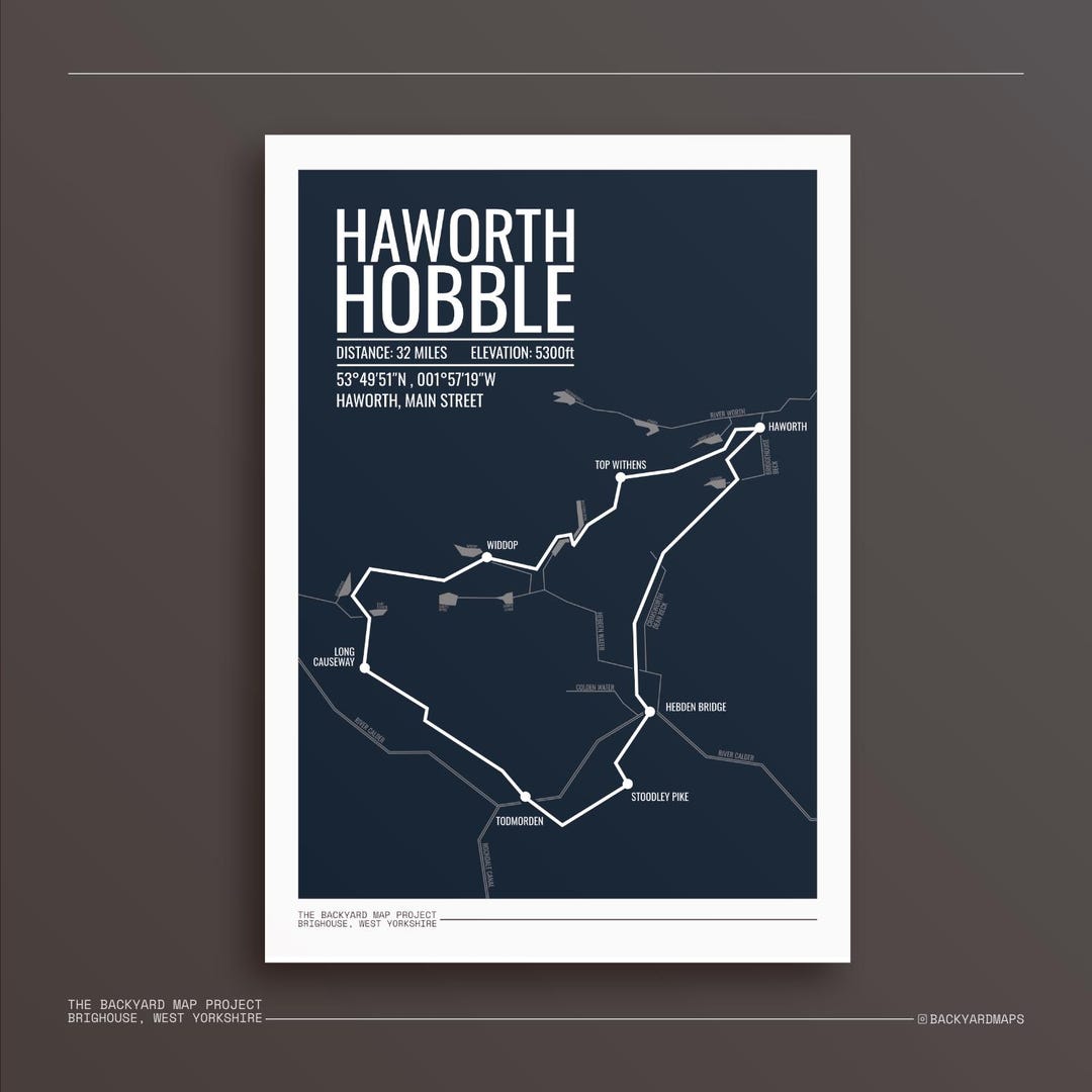 Haworth Hobble Ultra Marathon Route Art Print: Yorkshire Fell Running ...