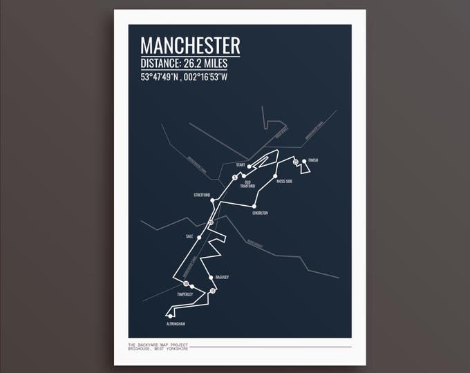 Greater Manchester Marathon Route Map Art Print (personalisation ...