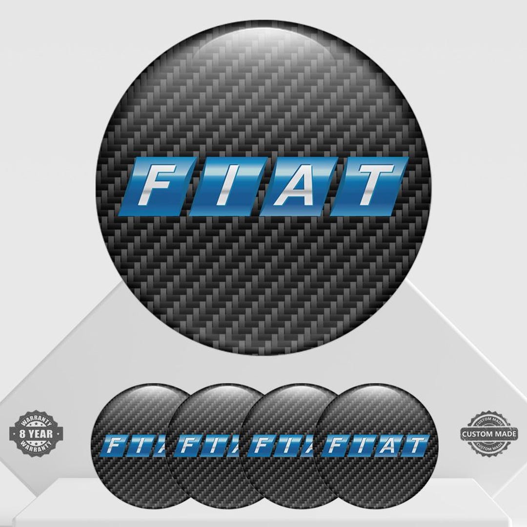 4 X FIAT Center Wheel Caps,domed Silicone Sticker,3d Print Logo Wheel ...
