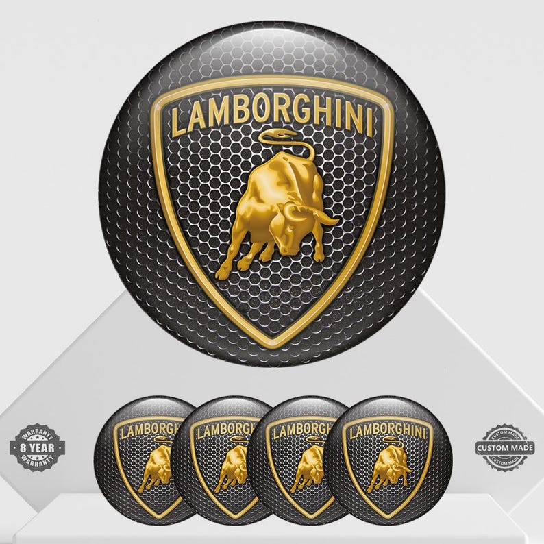 Lamborghini Emblem Set of 4 X All Sizes Domed Silicone Stickers 3D ...