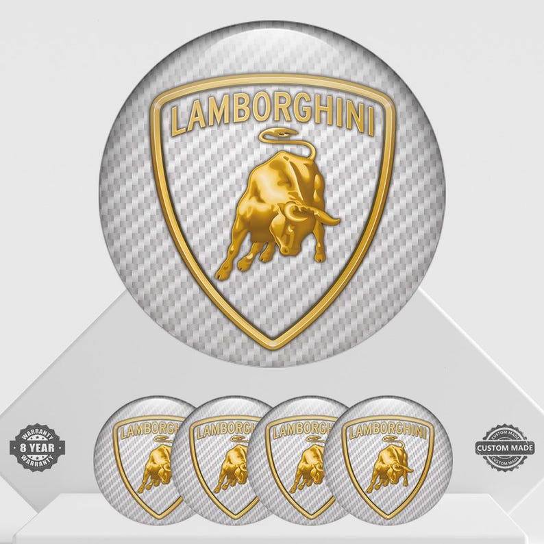 Lamborghini Emblem Set of 4 X All Sizes Domed Silicone Stickers 3D ...