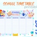 Printable Timetable, School Schedule for Kids, School Supplies Theme ...