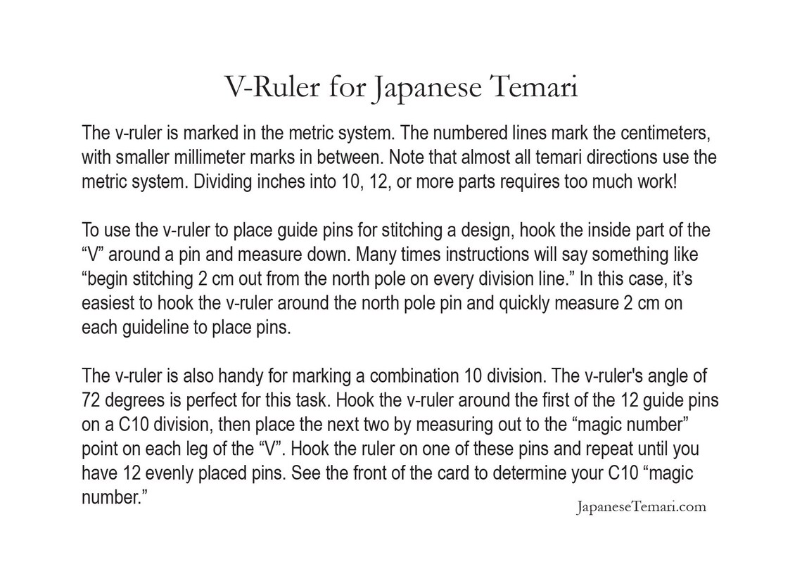 25 V-rulers for Japanese Temari Set of 25 Very Handy Tool | Etsy