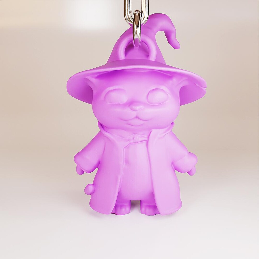 Wizard Cat STL File: 3D Printing Keychain Charm (commercial License ...