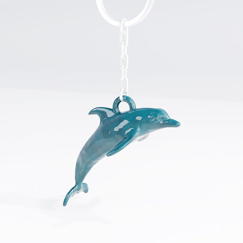 Dolphin Keychain Stl 3D Printing File - Dolphin Keyring Charm Pendant ...