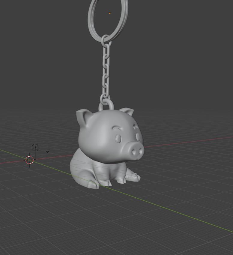 Piglet Keychain STL File: 3D Printing Baby Pig Charm (commercial ...