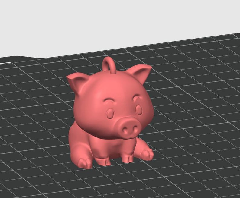 Piglet Keychain STL File: 3D Printing Baby Pig Charm (commercial ...
