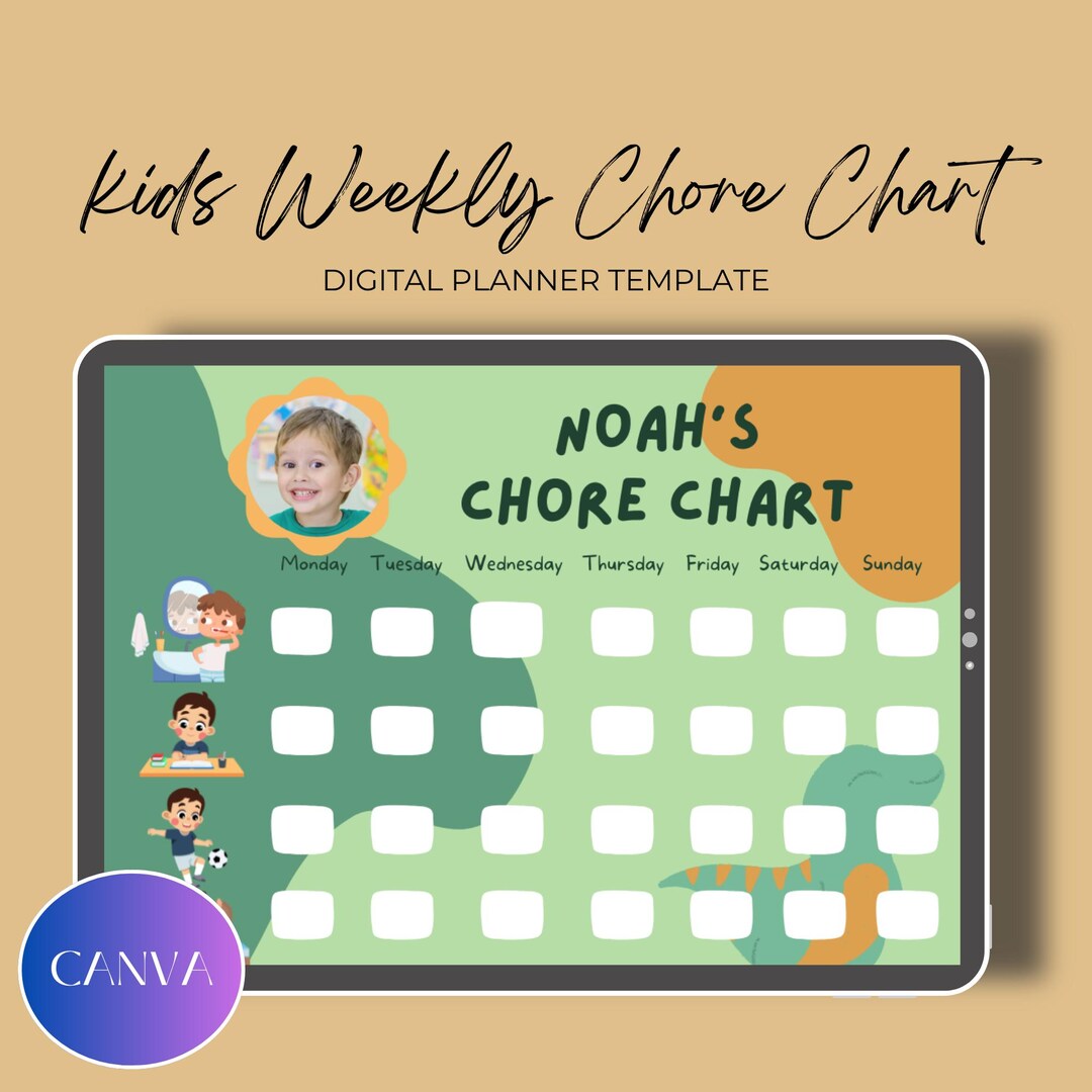 Editable Weekly Chore Chart for Kids Printable Kids Daily Weekly ...