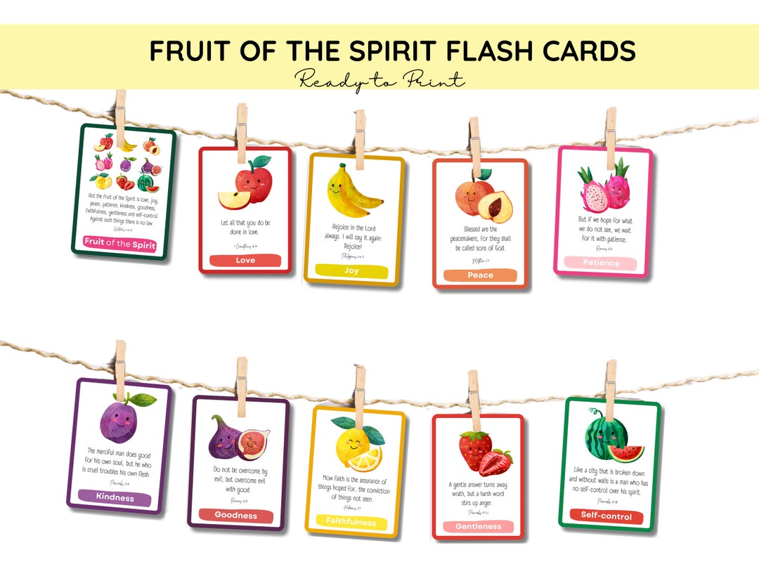 Fruit of the Spirit Flash Cards, Classroom, Homeschool, Learning, Bible ...