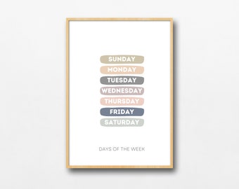Digital Days of the Week Poster - Etsy