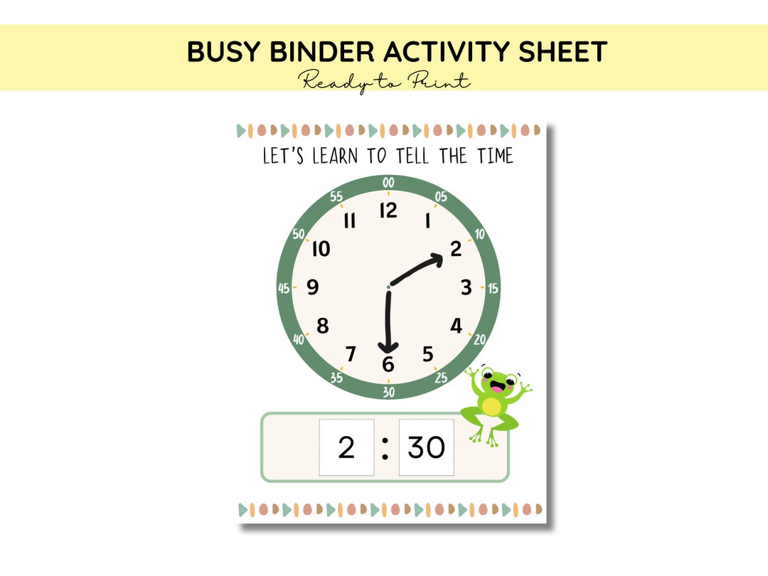 Telling Time Activity Sheet, Fun, DIY, Classroom, Homeschool, Learning ...