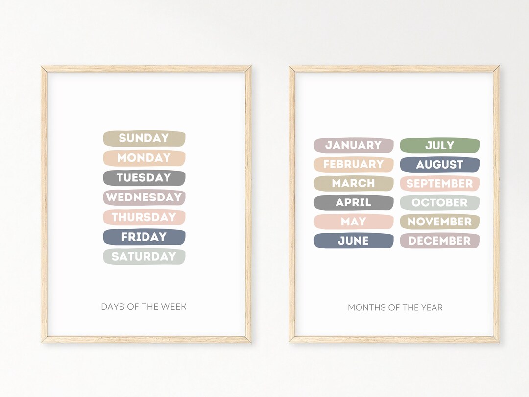 Days of the Week Poster, Months of the Year Poster, Classroom, Days ...