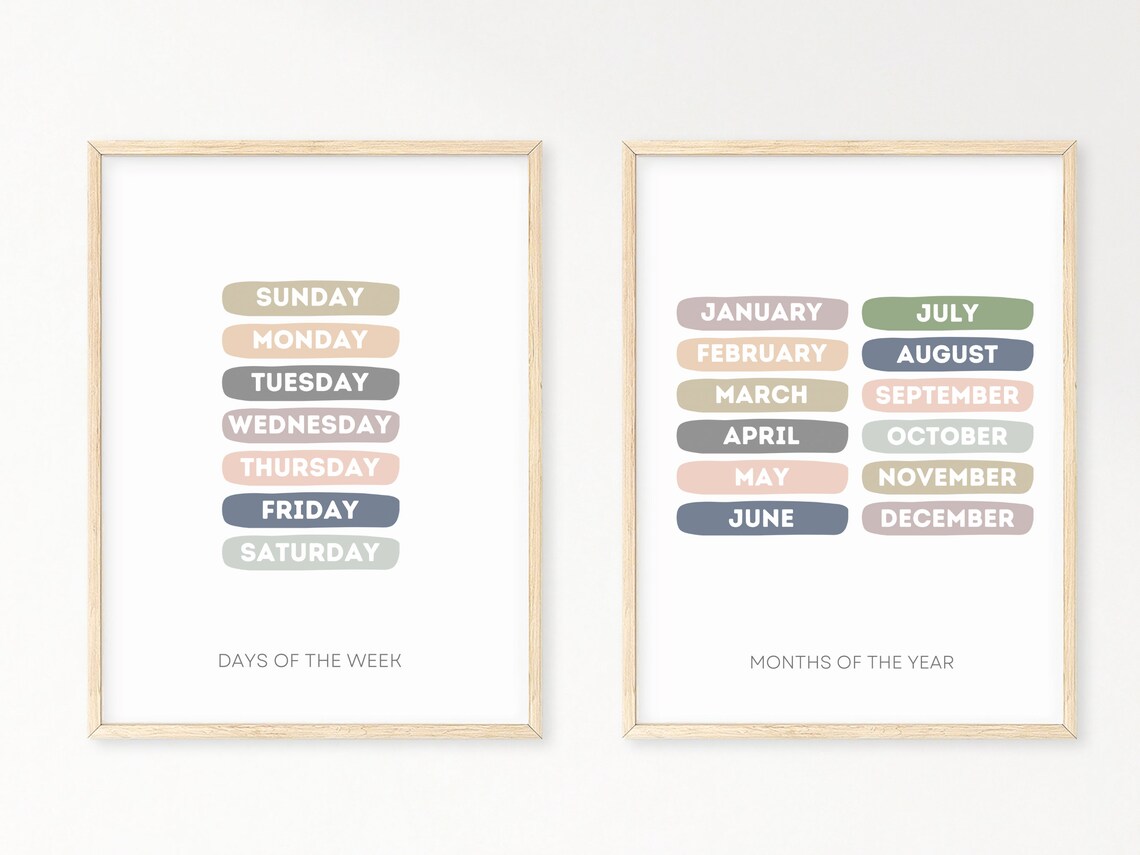 Days of the Week Poster, Months of the Year Poster, Classroom, Days ...