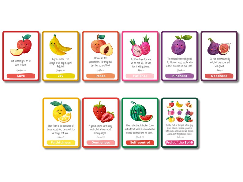 Fruit of the Spirit Flash Cards, Classroom, Homeschool, Learning, Bible ...