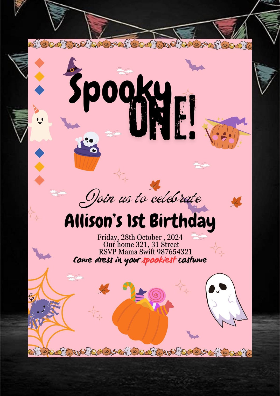 Editable Kids Birthday Halloween Party Invitation, Kids Halloween Party ...