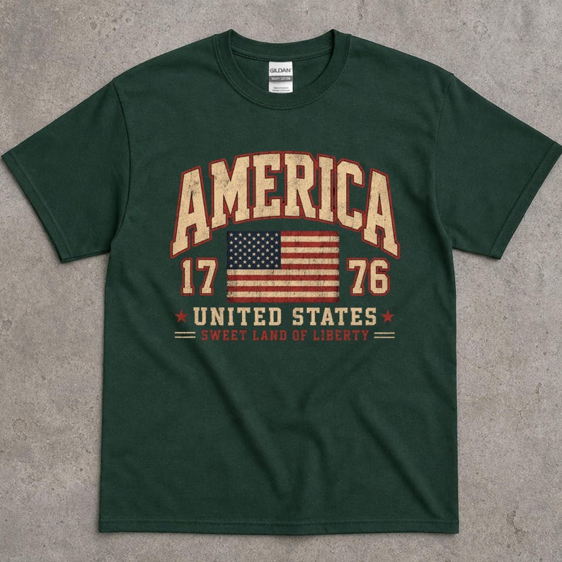 Vintage 1776 American Flag T Shirt Patriotic Fourth of July Tee ...