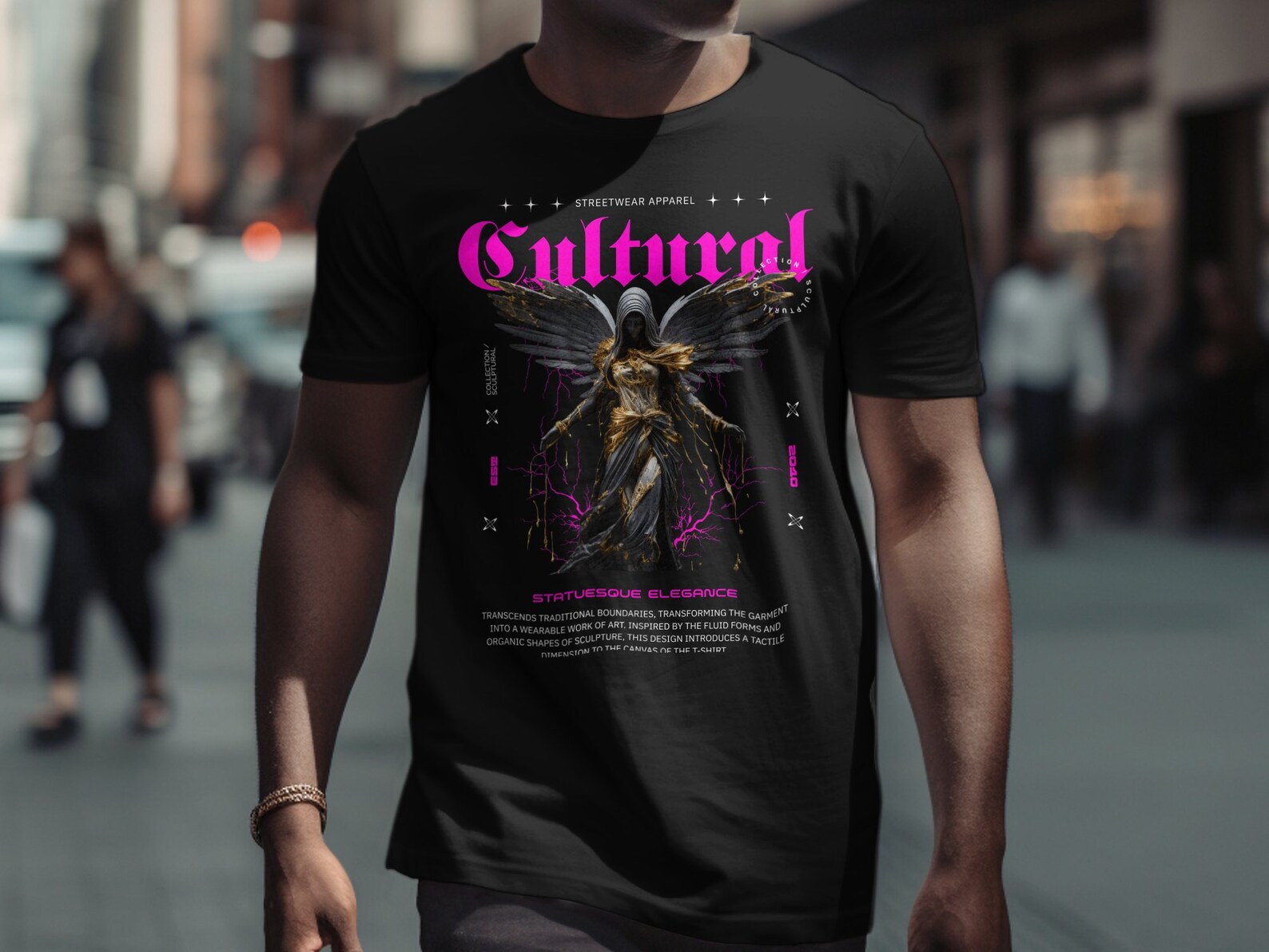 Gothic Angel Statue Graphic Tee Cultural Streetwear Statement Shirt ...