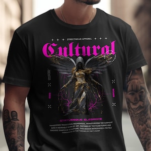 Gothic Angel Statue Graphic Tee Cultural Streetwear Statement Shirt ...