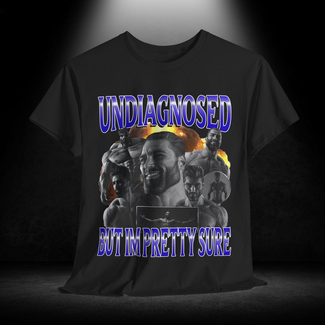 Giga Chad Meme T-shirt: Viral Muscle Art, Black and Gold - Etsy