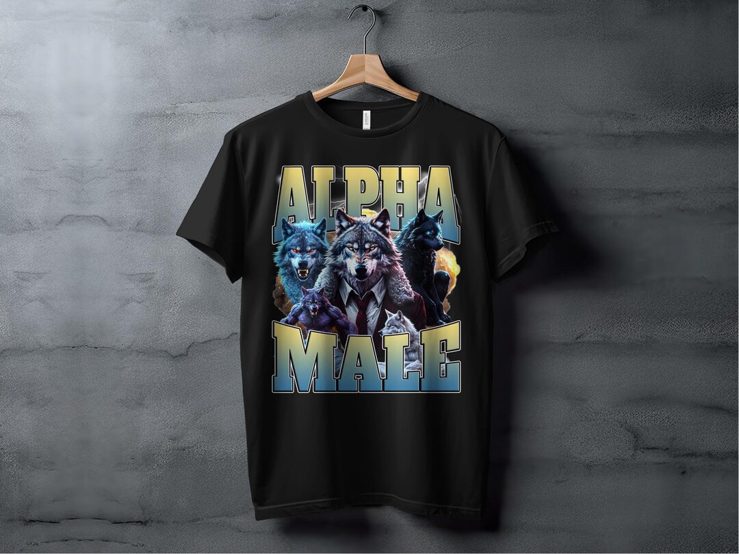 Alpha Wolf Meme T-shirt, Funny Wolf Pack Graphic Tee, Humor Animal ...