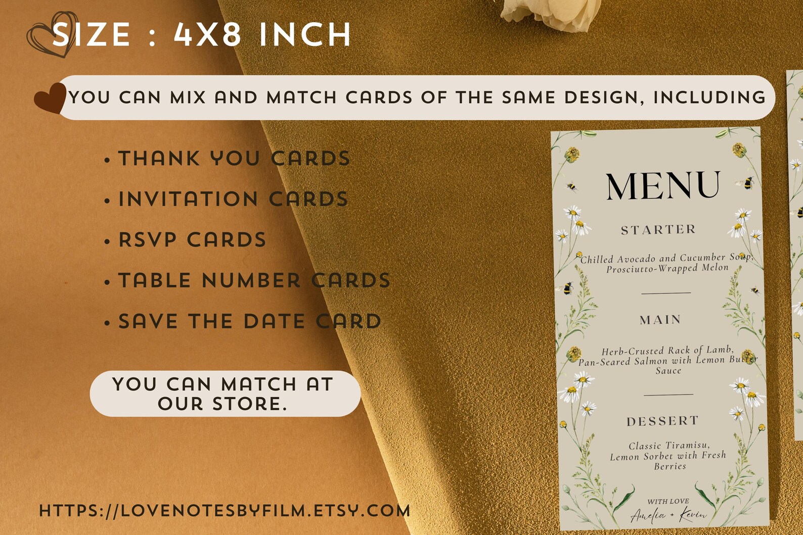 Wedding Menu Card, Wedding Menu Template, Wildflower Menu Card Template ...