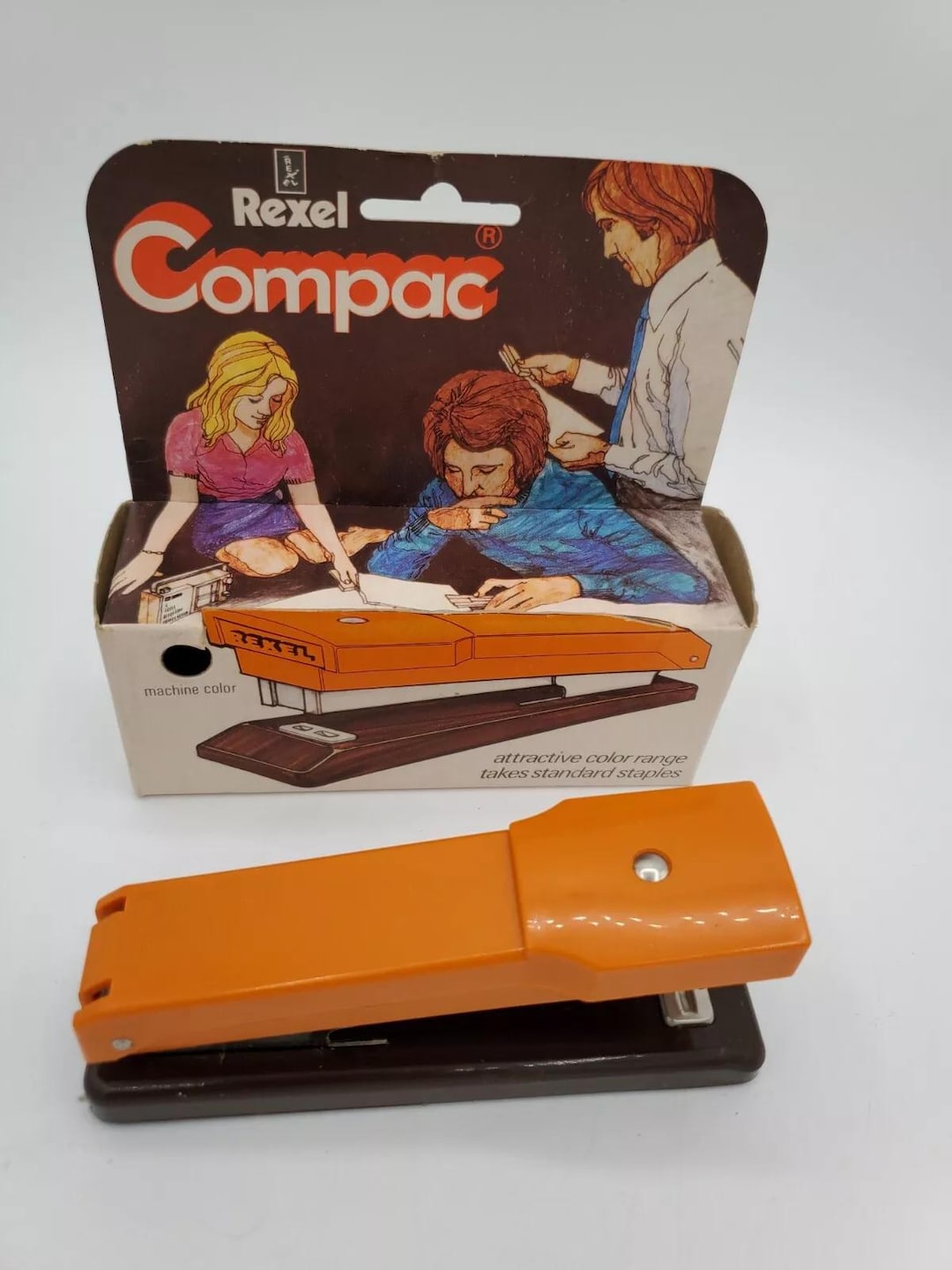 Vintage 70's Retro Rexel Compac Stapler Made in England Orange 2C NEW ...