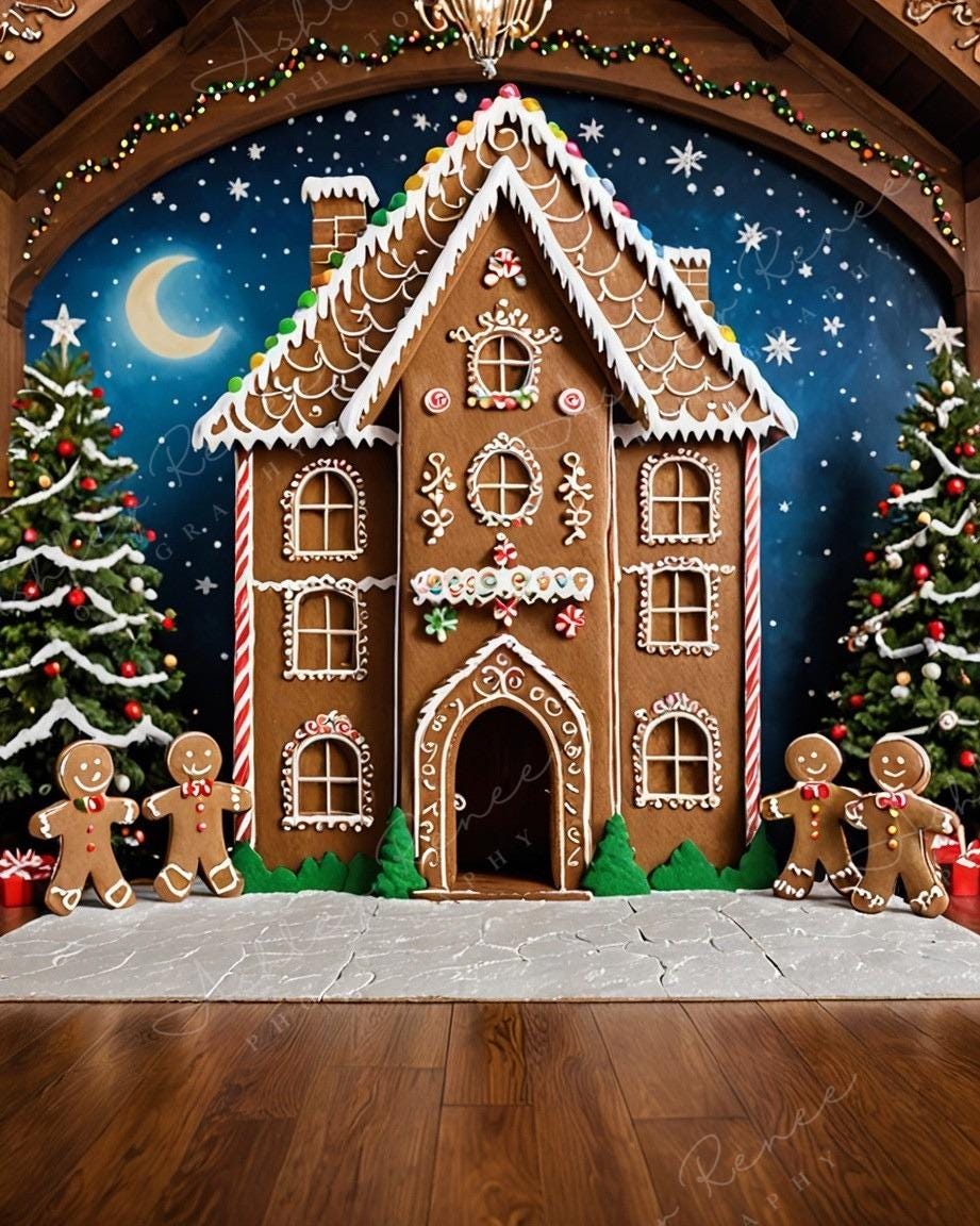 38 Life-size Gingerbread House Digital Backdrops for Photography - Etsy