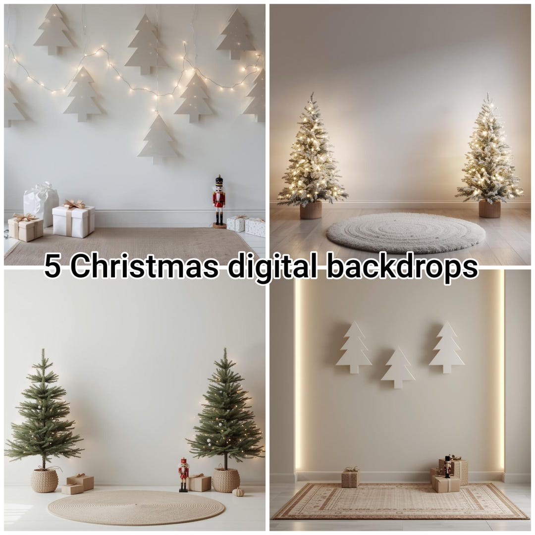 Christmas Photography Backdrops | 5 Holiday Digital Scenes (digital ...