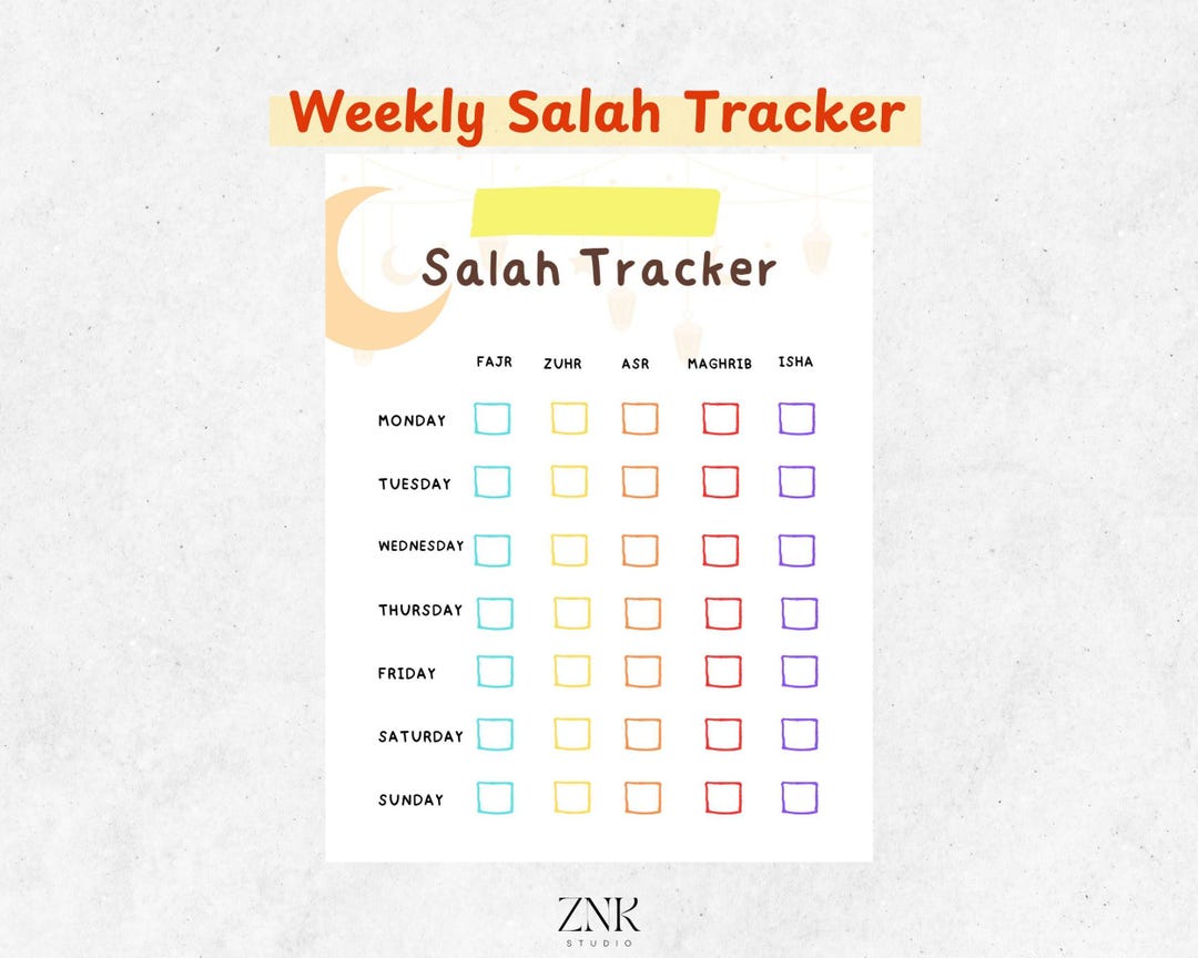 Salah Tracker for Kids Daily & Weekly Islamic Prayer Chart Namaz ...