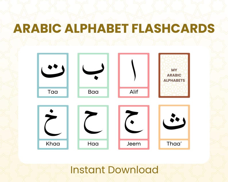 Arabic Alphabet Flashcards, Printable Flashcards, Kids Islamic Resource ...