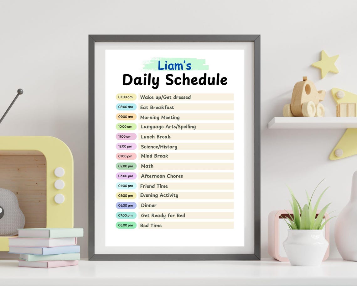 Kids Daily Schedule Printable Homeschool Daily Routine Kids Daily ...