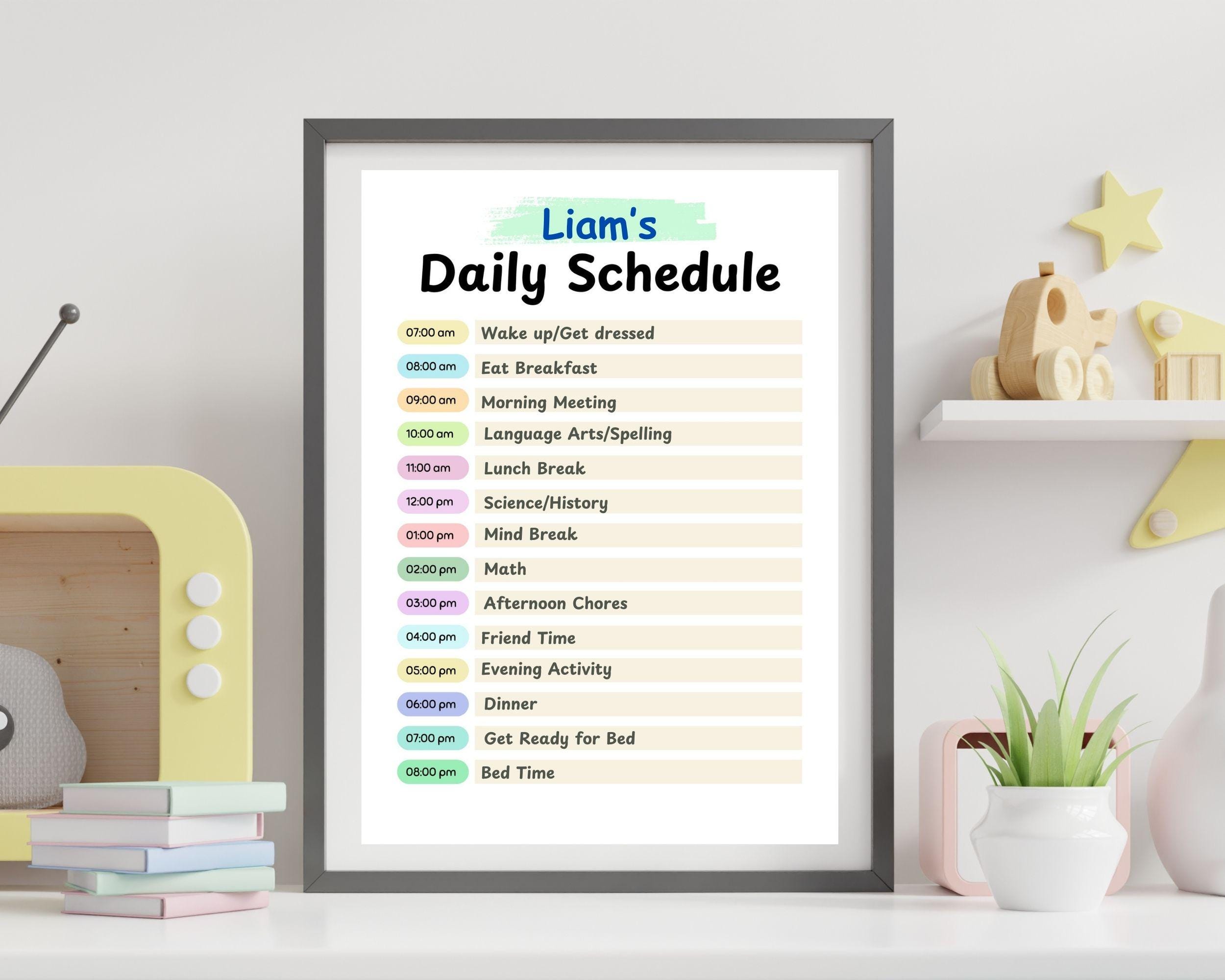 Kids Daily Schedule Printable Homeschool Daily Routine Kids Daily ...