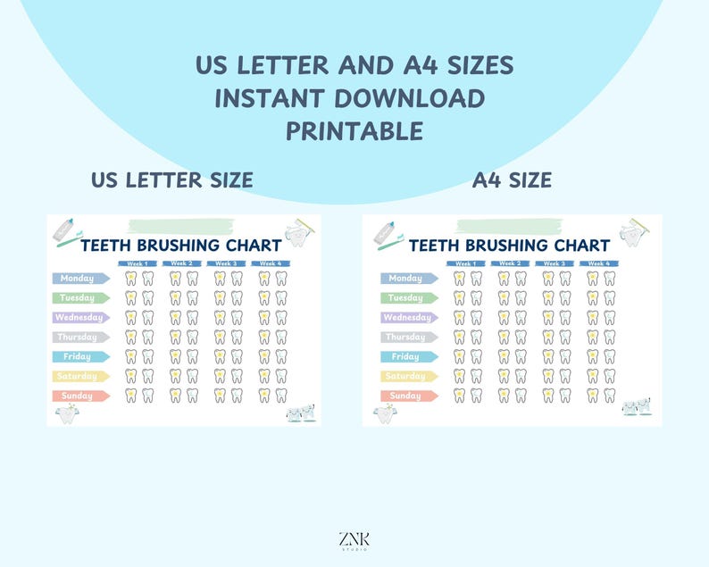Teeth Brushing Chart for Kids, Teeth Brushing Reminder, Tooth Chart ...