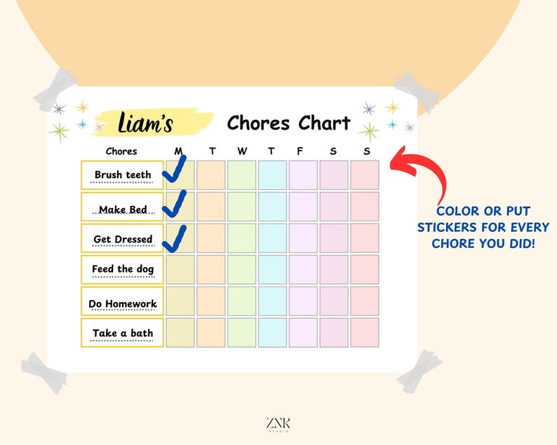 Kids Chore Chart | Printable Chores Chart for Kids | Printable Daily ...