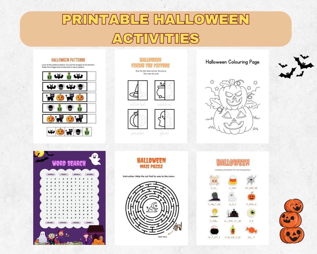 Halloween Activities for Kids, Printable Learning Activities Packet ...