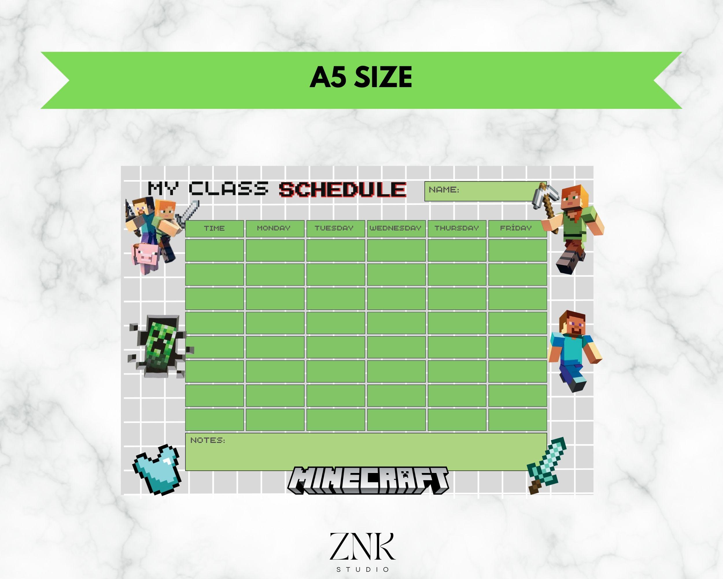 School Schedule Minecraft for Kids Printable & Digital Use Gifts for ...