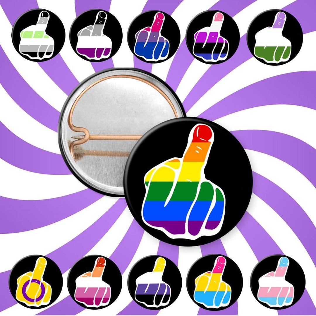 Pride Flag Middle Finger 1 Inch Pinback Button or Magnet Multiple Flags ...