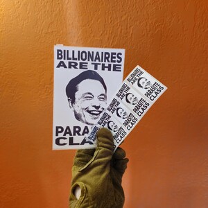 Billionaires Are the Parasite Class Elon Musk Thermal Slap Sticker 2x1 ...