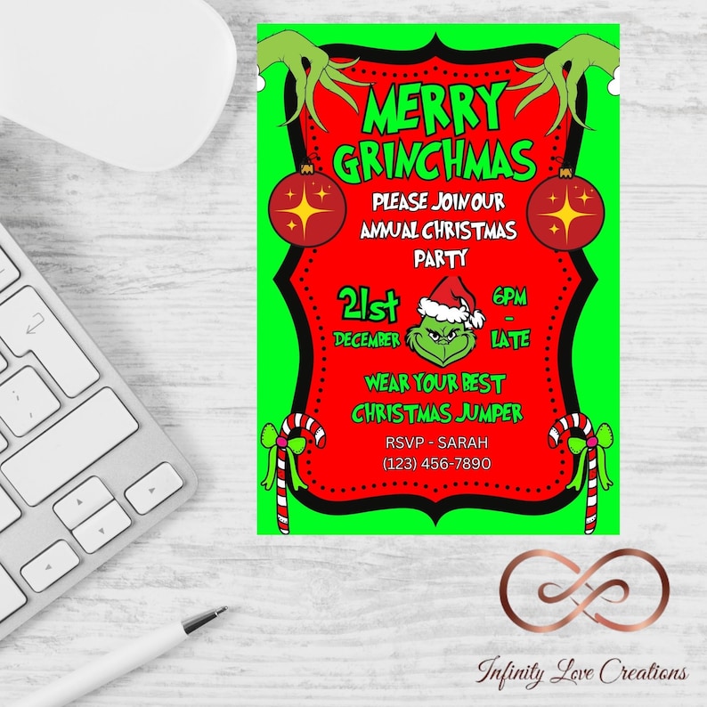 Editable Grinch-themed Christmas Invitation | Holiday Party | Canva ...