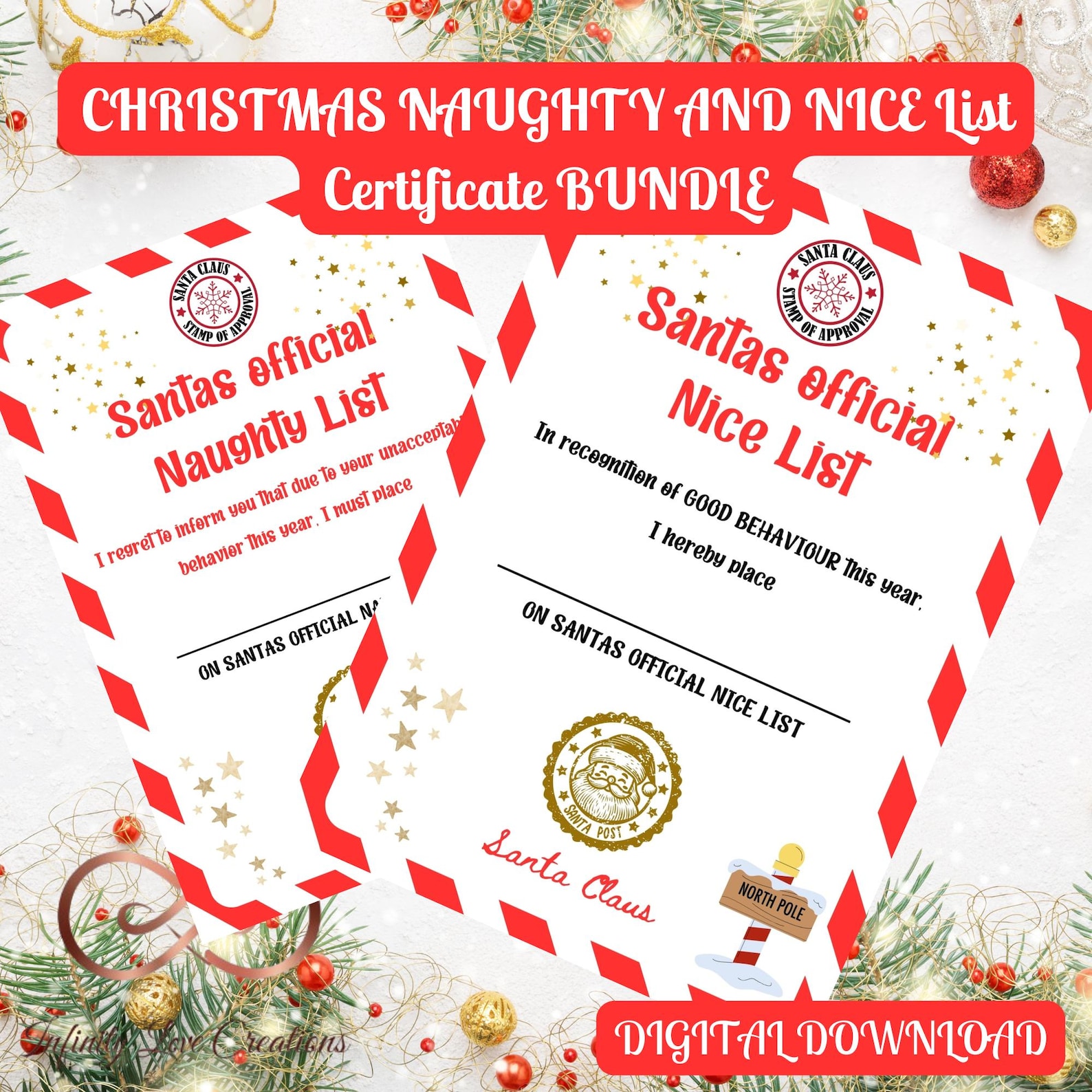 Santa's Naughty & Nice List Certificate Bundle - Printable Christmas ...