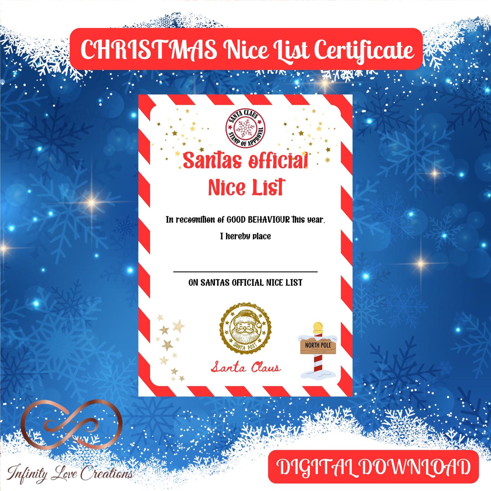 Santa's Nice List Certificate Printable - Custom Christmas Certificate ...