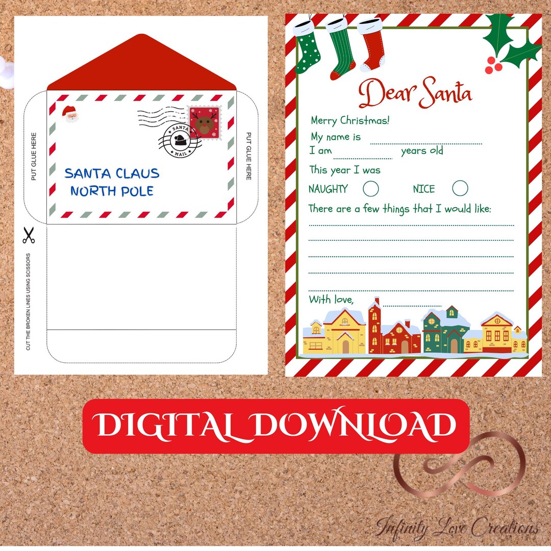 Christmas Letter With Printable Envelope | Santa Letter for Kids ...