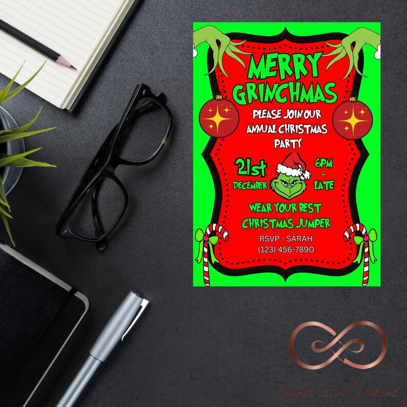 Editable Grinch-themed Christmas Invitation | Holiday Party | Canva ...