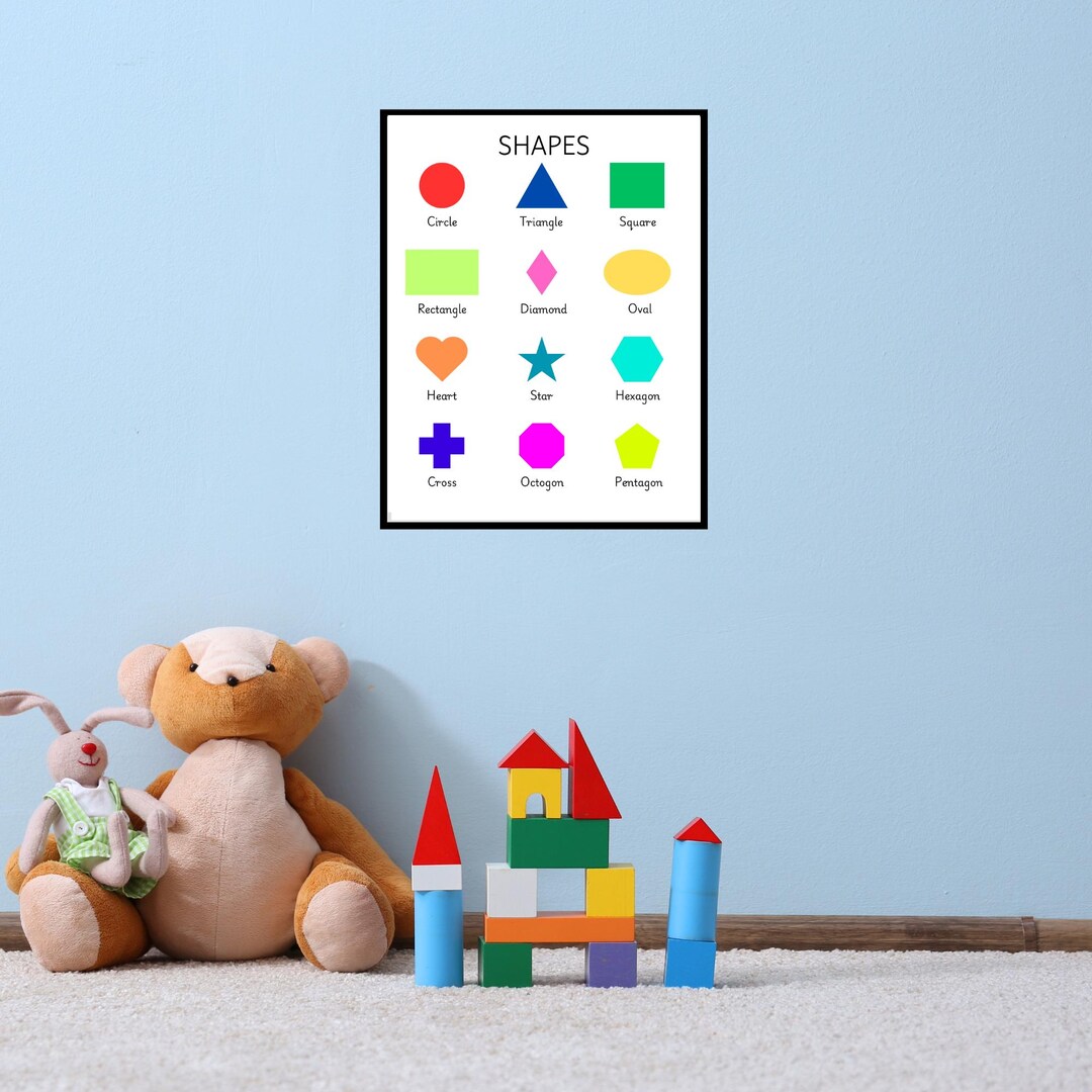 12 Shapes Educational Poster for Kids – Printable Classroom Wall Art ...