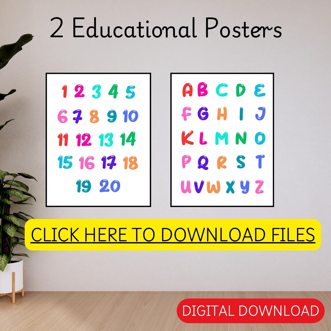 Bold & Bright Alphabet + Numbers Posters 1-20 | Educational Printables ...