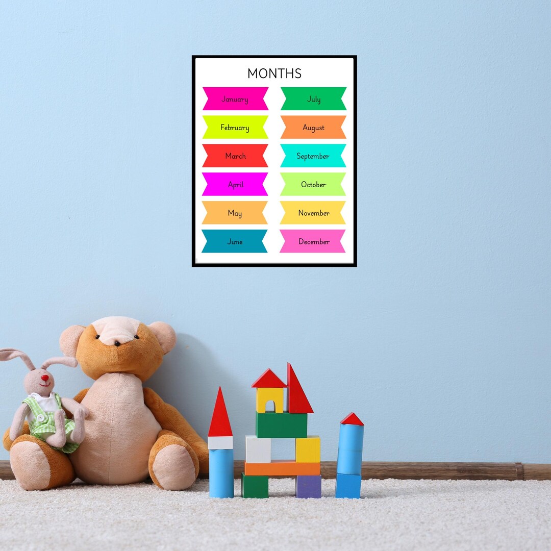 Colorful Months of the Year Educational Poster - Instant Download ...