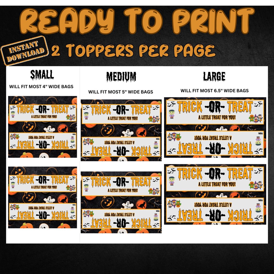 Printable Trick or Treat Bag Topper: Spooky Halloween Party Favor ...