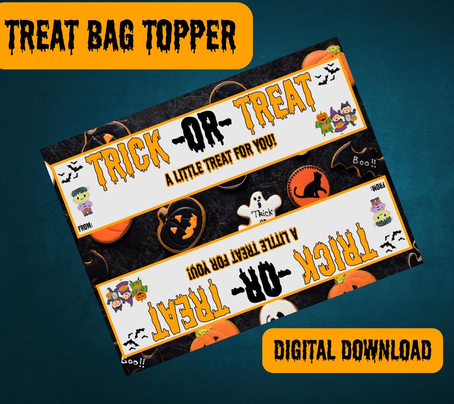 Printable Trick or Treat Bag Topper: Spooky Halloween Party Favor ...
